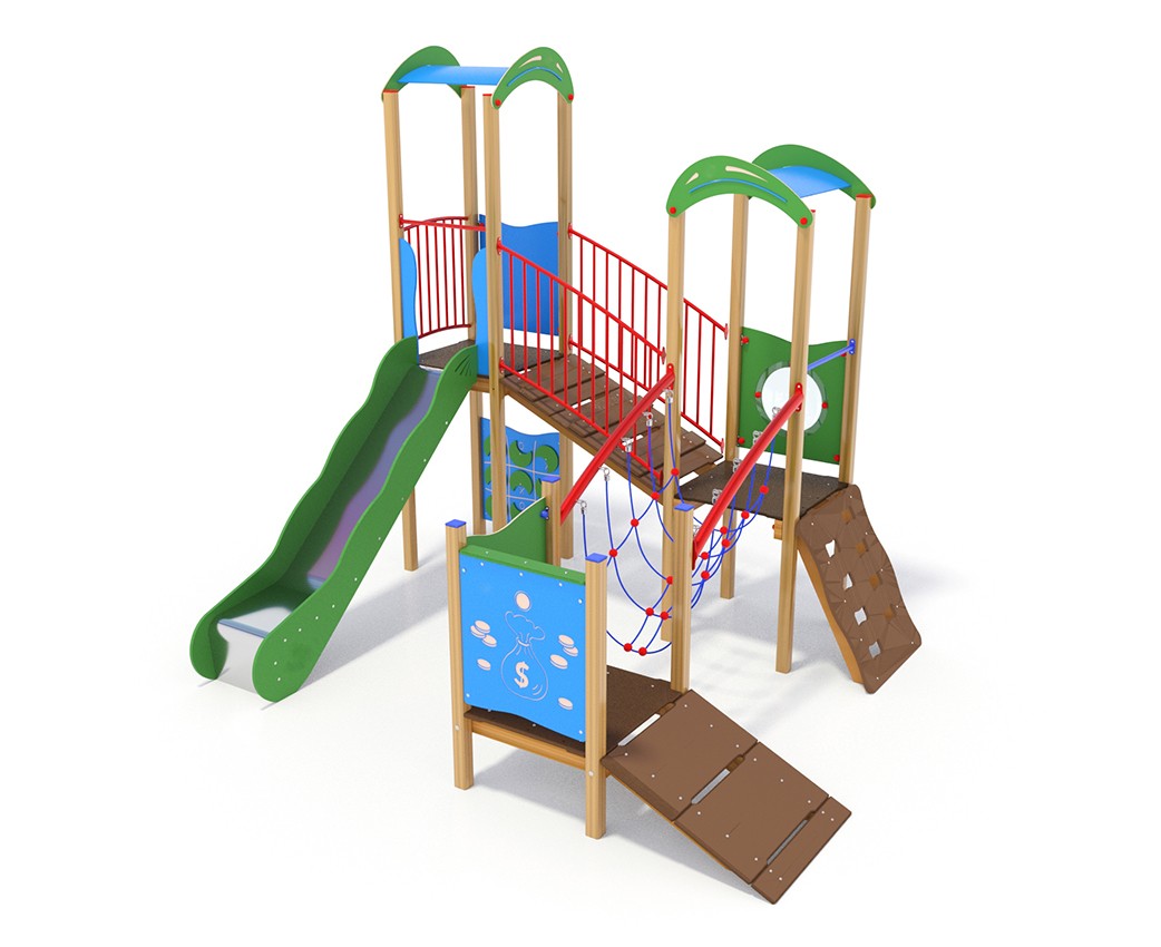 MANGO EASY, tre torri,scivolo,pannello attività,ponte di corda